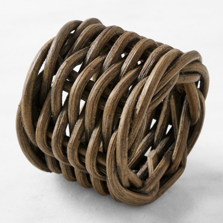 Dark Woven Napkin Rings, Set of 4 | Williams Sonoma