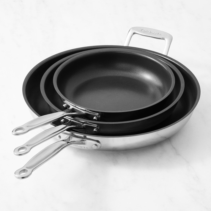 Cuisinart Chef's Classic Stainless-Steel Nonstick Fry Pans, Set of 3 ...