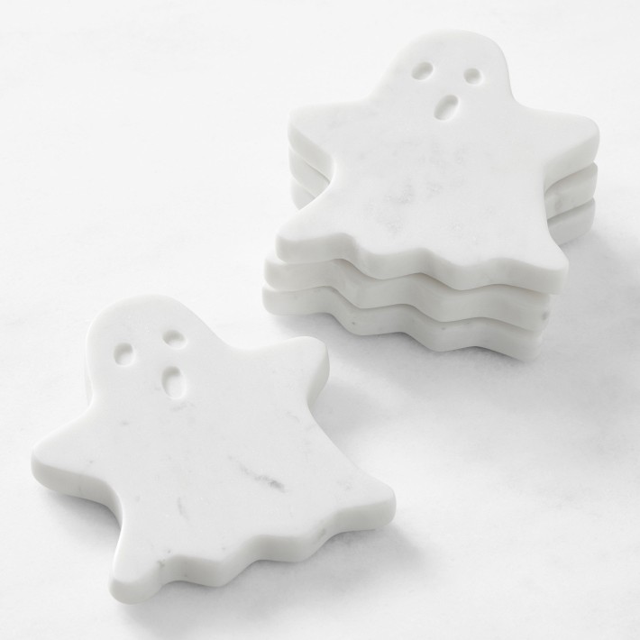 White Marble Ghost Coasters, Set of 4 | Williams Sonoma