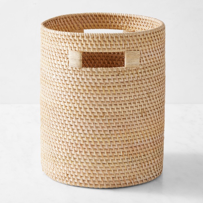 Hold Everything Rattan Woven Trash Bin | Williams Sonoma