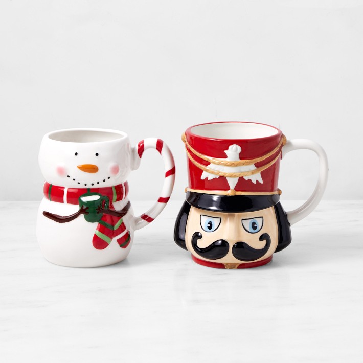Figural Snowman & Nutcracker Mug Set | Williams Sonoma
