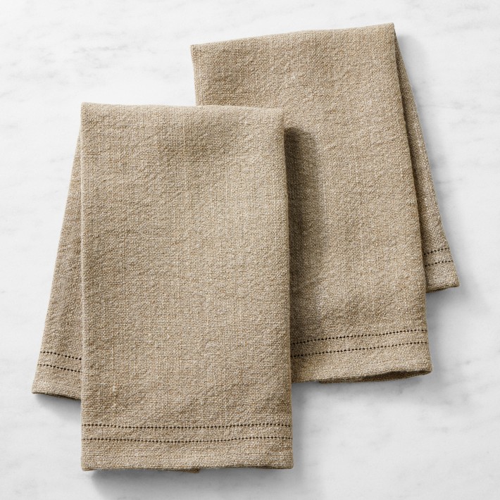 Linen Double Hemstitch Towels, Set of 2 | Williams Sonoma