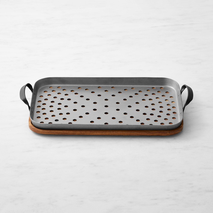 Williams Sonoma Outdoor Stainless-Steel Rectangular Roaster with Trivet ...