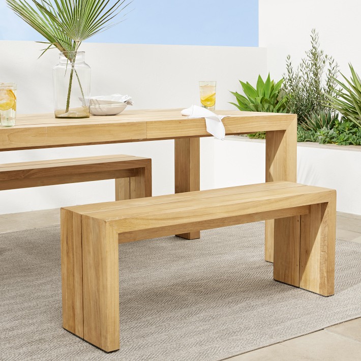 Larnaca Outdoor Teak Dining Bench (46") | Williams Sonoma