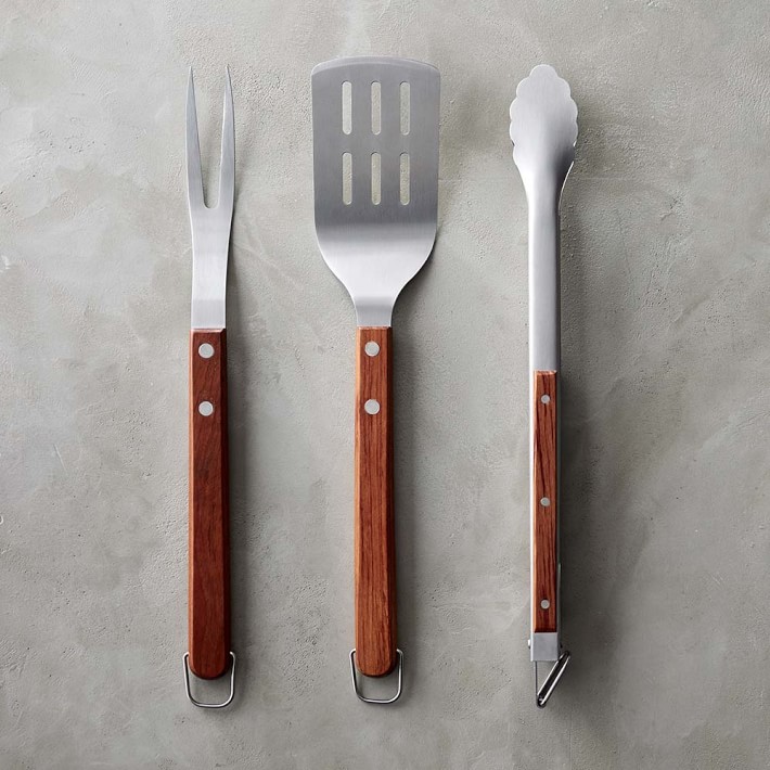 Williams Sonoma Walnut BBQ Tools, Set of 3 | Grill Tools | Williams Sonoma