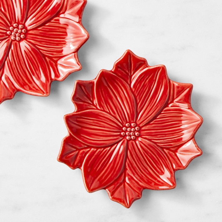 Poinsettia Appetizer Plates, Set of 4 | Williams Sonoma
