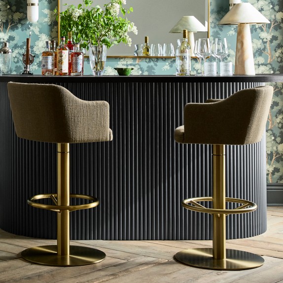 Harding Upholstered Pedestal Counter & Bar Stool | Williams Sonoma