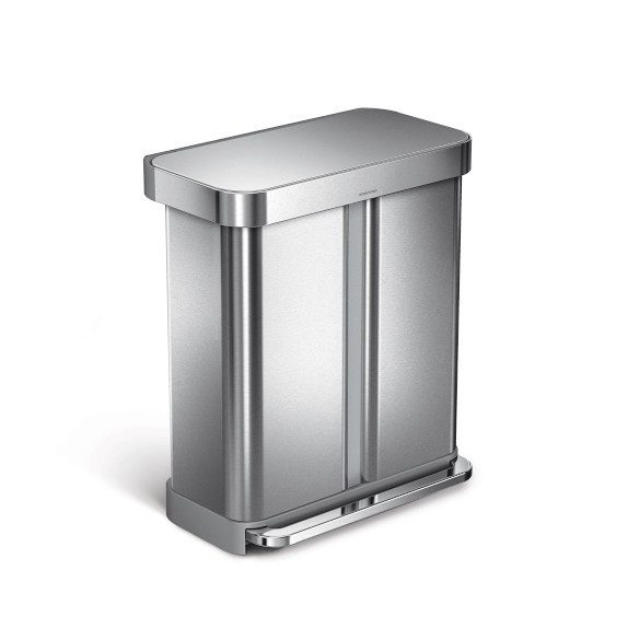 simplehuman Dual Compartment Step Trash Can with Liner Pocket - 58L ...