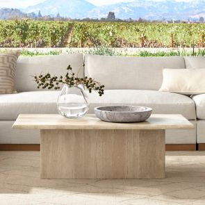Ortega Travertine Rectangular Coffee Table (48" ) | Williams Sonoma