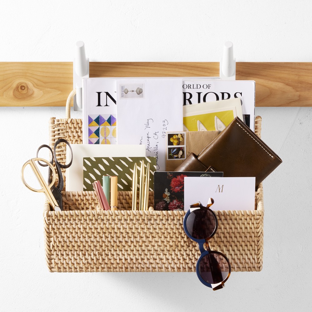 Hold Everything Rattan Hanging Mail Basket | Williams Sonoma