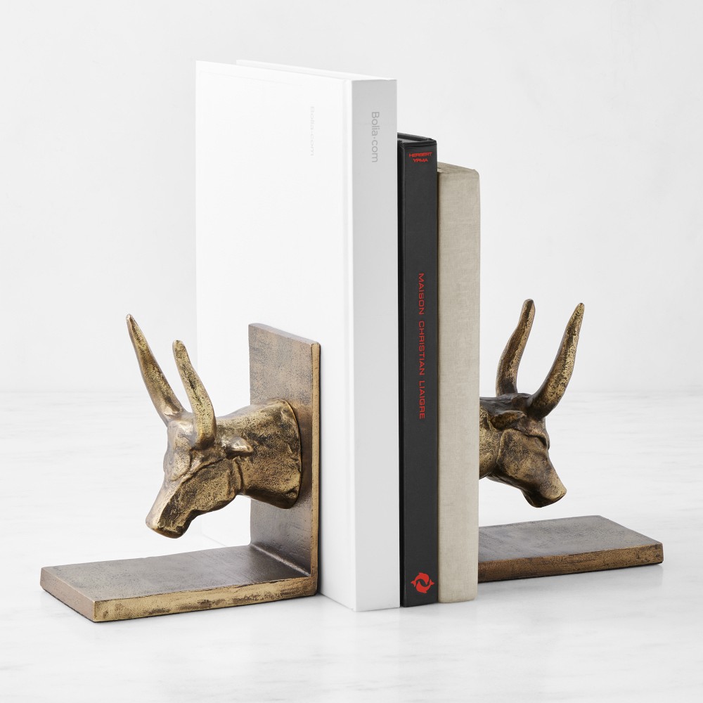 Ox Bookends, Brass Finish | Williams Sonoma