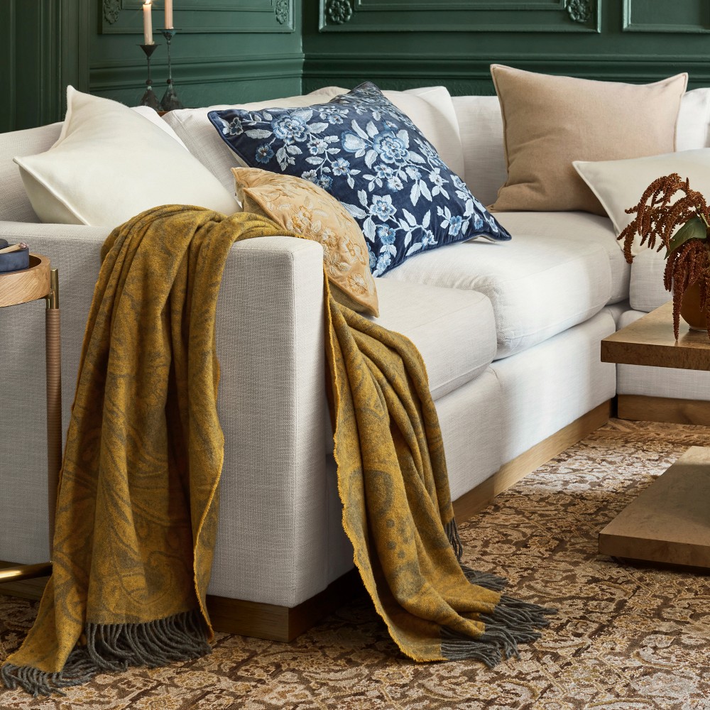 Bohemian Washable Cashmere Throw, Honey | Williams Sonoma
