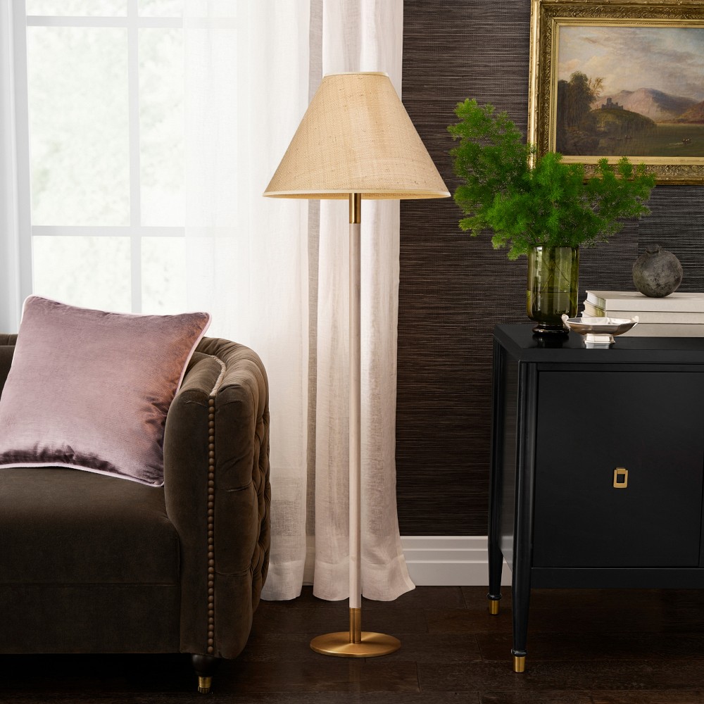 Morgana Floor Lamp, Wood & Raffia Shade | Williams Sonoma