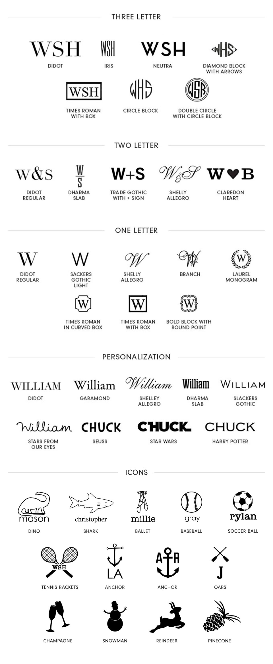WSH Monogram Fonts Overlay | Williams Sonoma
