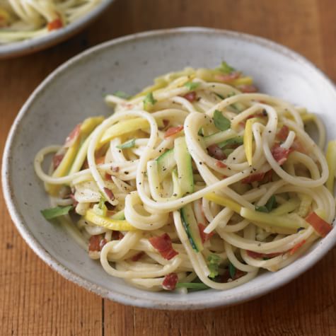 Spaghettini with Summer Squash and Crispy Speck | Williams Sonoma