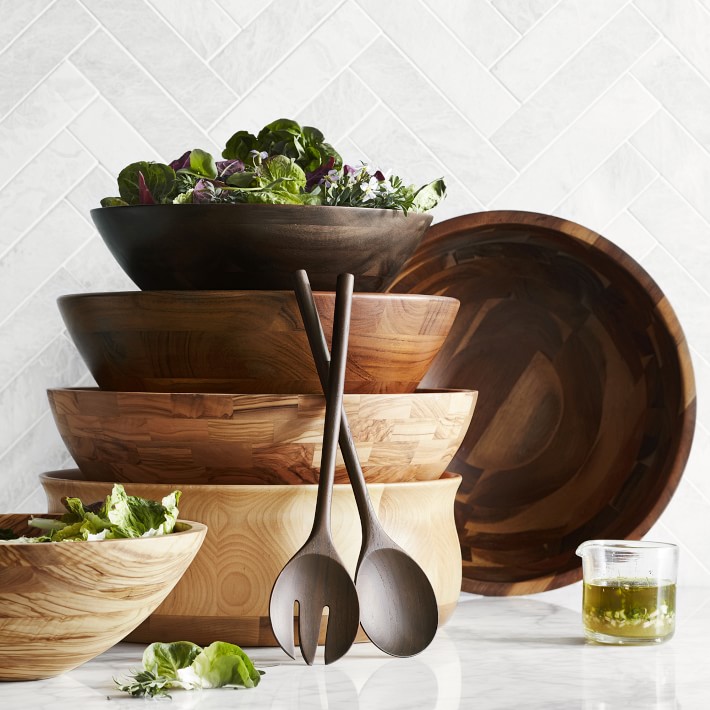 Teak Walnut Finish Salad Servers | Williams Sonoma