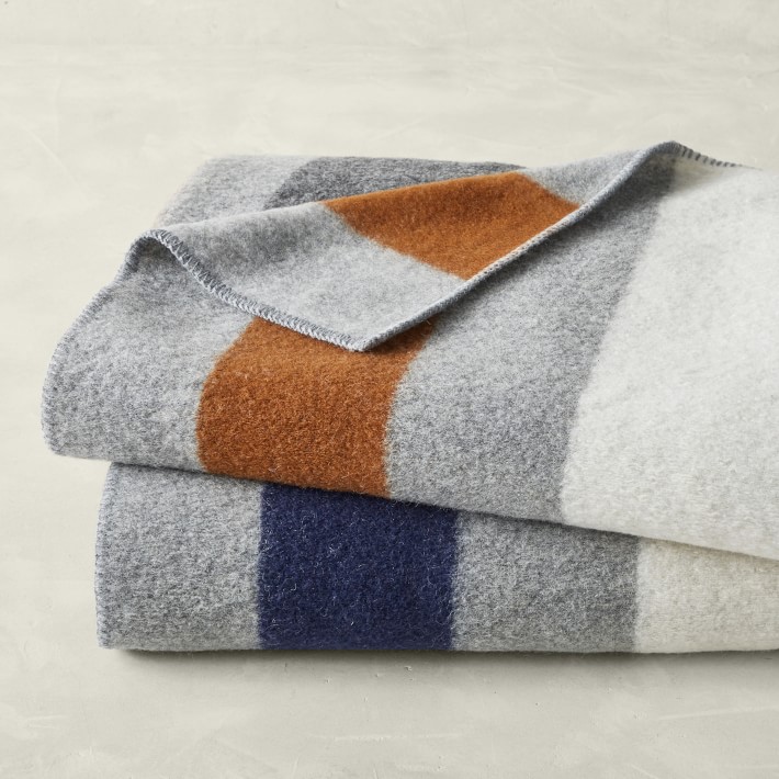 Italian Boiled Striped Wool Throw Blanket | Williams Sonoma