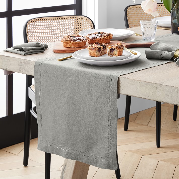 Linen Double Hemstitch Table Runner | Williams Sonoma