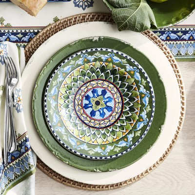 Sicily Ceramic Dinner Plates, Green | Williams Sonoma