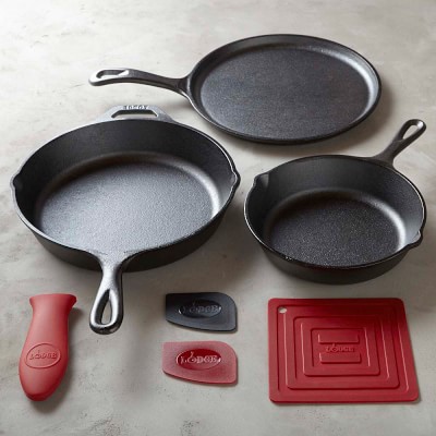 Lodge Seasoned Cast Iron 7-Piece Skillet Cookware Set | Williams Sonoma