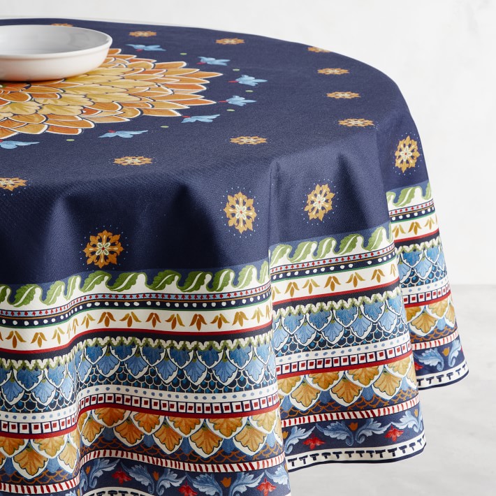 Milazzo Sicily Round Tablecloth | Williams Sonoma