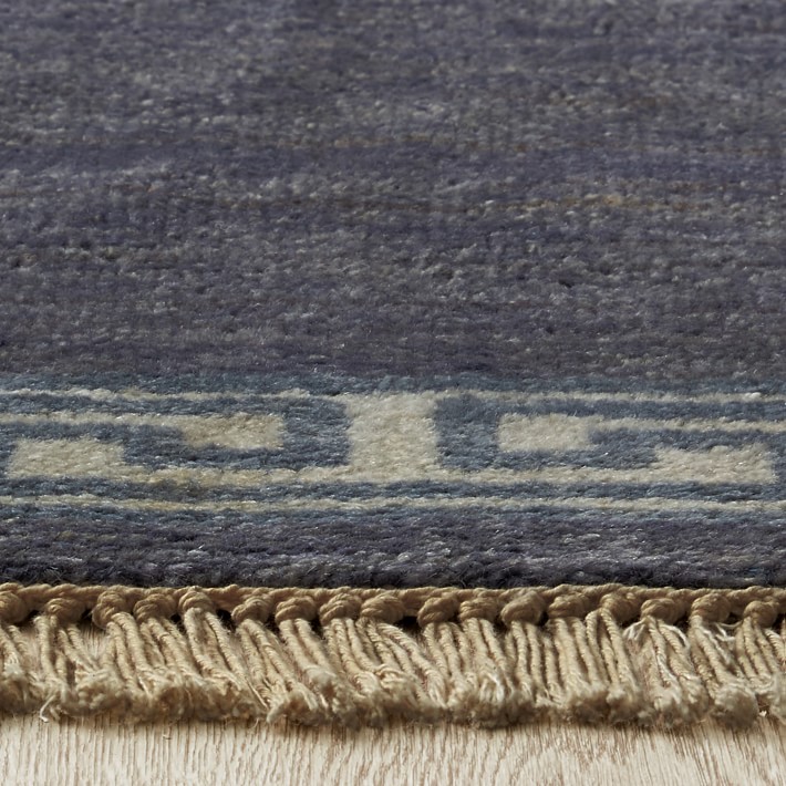 Custom Greek Key Border Hand Knotted Rug Peacoat Hand Knotted Rug ...