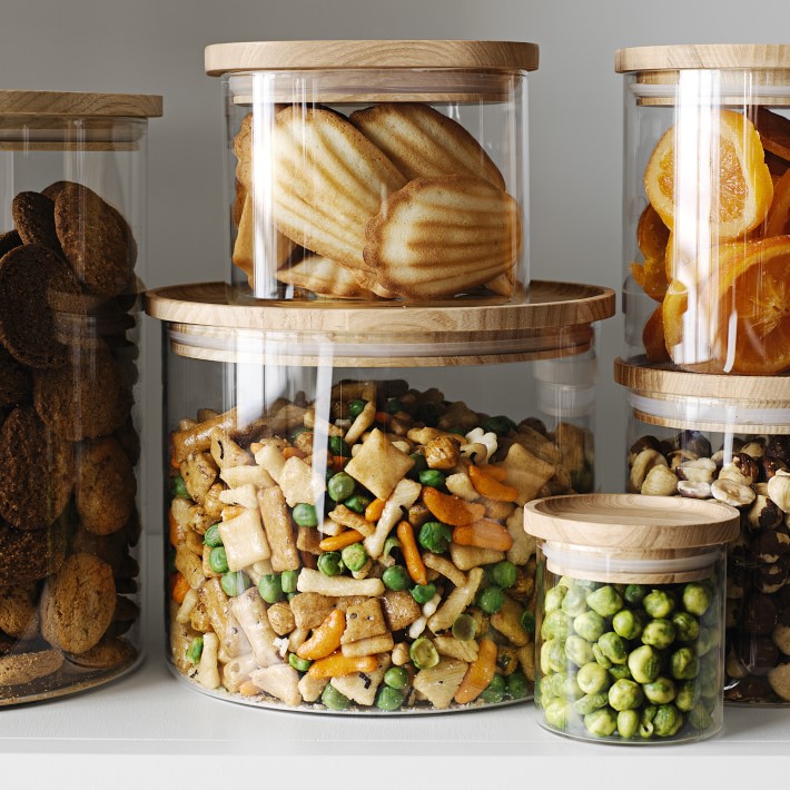 Hold Everything Slim Stacking Canisters, Ashwood | Williams Sonoma