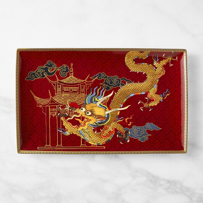 Lunar Rectangular Large Serving Platter - Dragon | Williams Sonoma