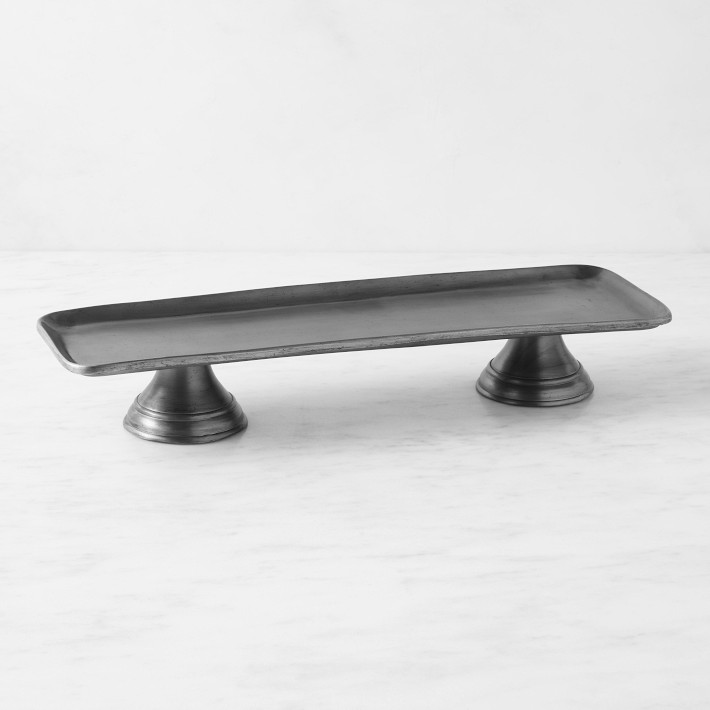 Antique Pewter Rectangle Pedestal Tray | Williams Sonoma