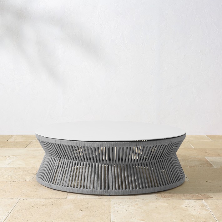 Pasadena Outdoor Fiberstone and Rope Round Coffee Table | Williams Sonoma