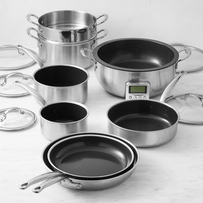GreenPan™ Premiere Stainless-Steel Ceramic Nonstick 11-Piece Cookware ...