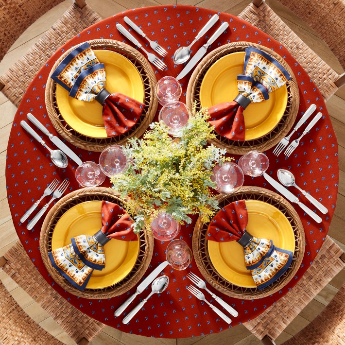 Sicily Red Round Tablecloth | Williams Sonoma