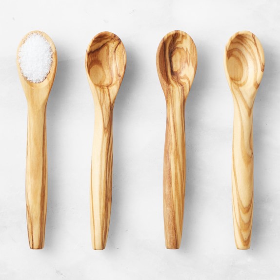Olivewood Condiment Spoons, Set of 4 | Williams Sonoma