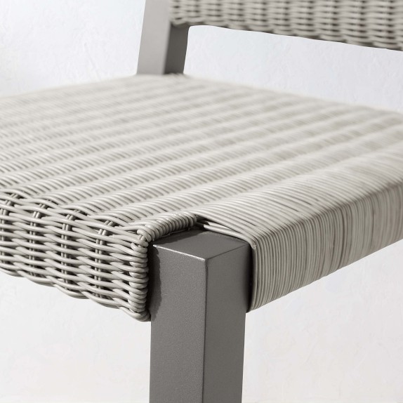 Larnaca Slate Grey Metal x All-Weather Weave Bar Stool | Williams Sonoma