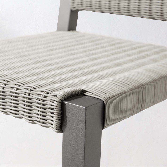 Larnaca Slate Grey Metal x All-Weather Weave Bar Stool | Williams Sonoma