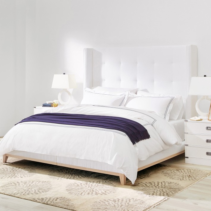 Presidio Extra Tall Box Tufted Leather Bed | Williams Sonoma