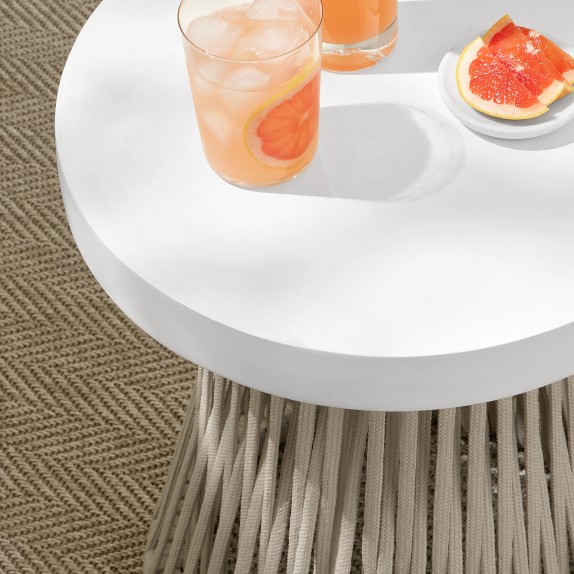 Pasadena Outdoor Fiberstone and Rope Side Table | Williams Sonoma