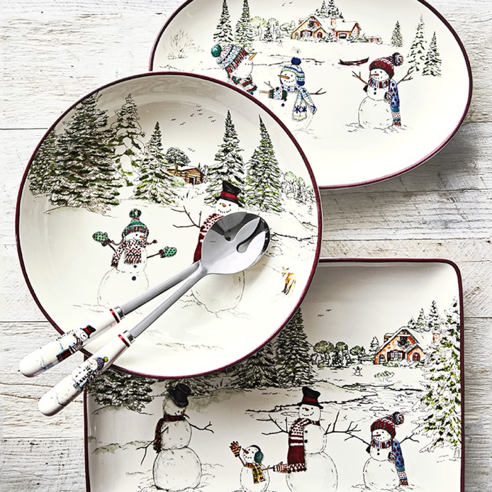 Snowman Dinner Plate Set - Set of 4 | Williams Sonoma