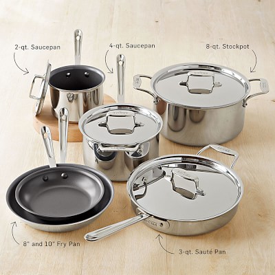 All-Clad d5 Stainless-Steel Nonstick 10-Piece Cookware Set | Williams ...