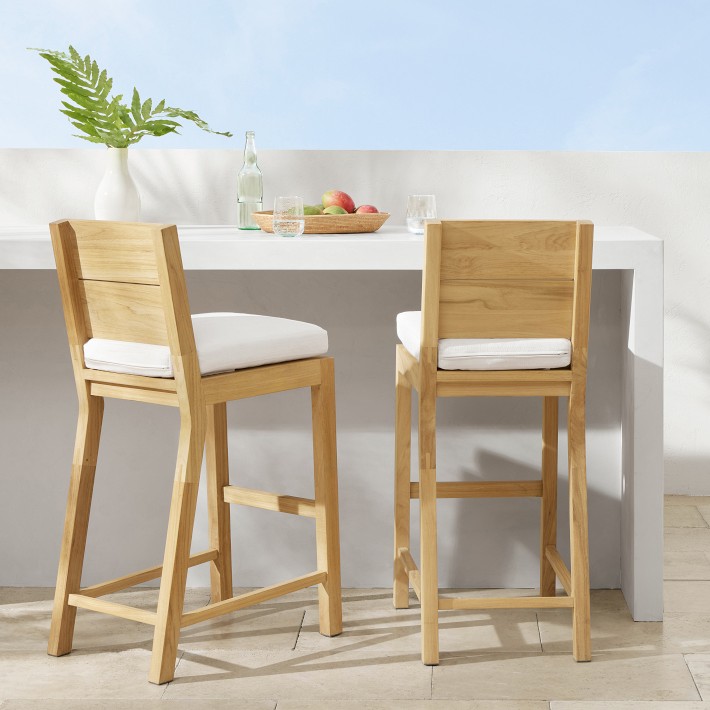 Larnaca Teak Outdoor Bar Stool | Williams Sonoma