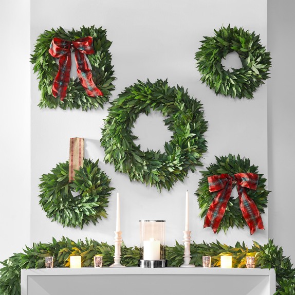 Bay Leaf Wreath with Burlap Ribbon Hanger | Williams Sonoma