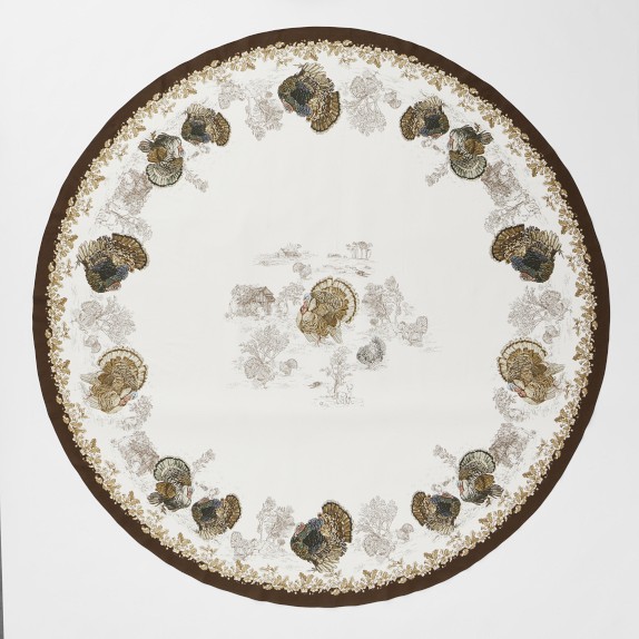 Autumn Plymouth Turkey Round Tablecloth | Williams Sonoma
