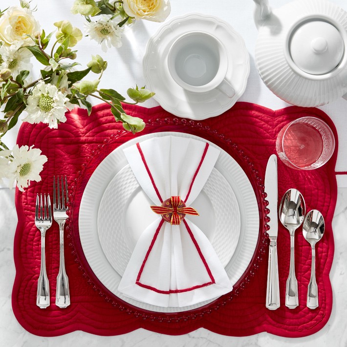 Red Border Napkins, Set of 4 | Williams Sonoma