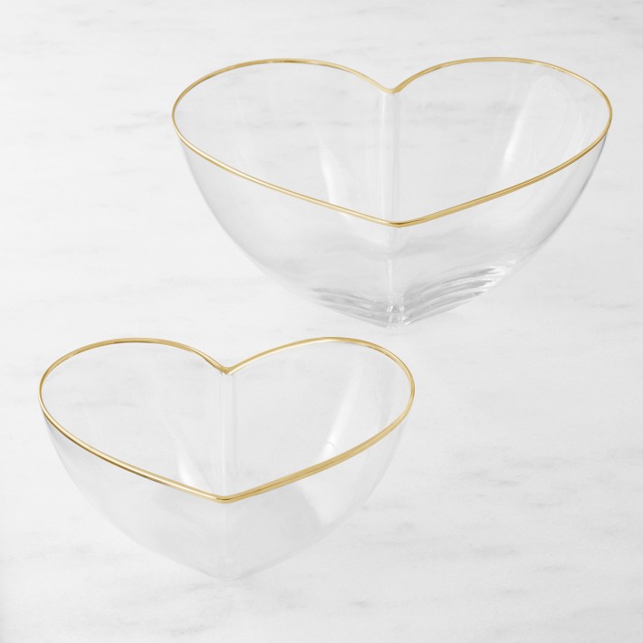 Heart 2-Piece Glass Serving Bowl Set | Williams Sonoma