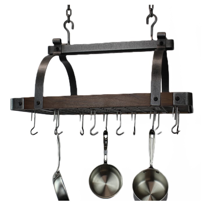 Enclume Sig Steel & Tigerwood Rectangular Pot Rack | Williams Sonoma