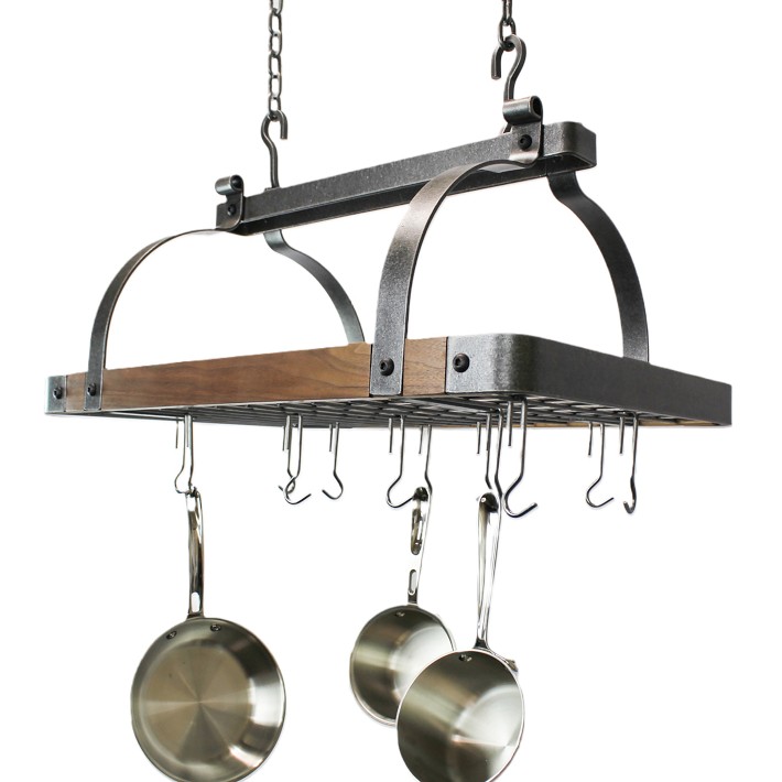 Enclume Sig Steel & Tigerwood Rectangular Pot Rack | Williams Sonoma