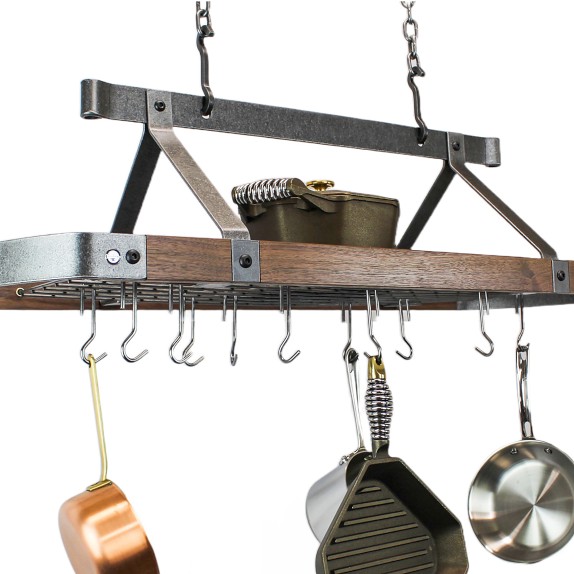 Enclume Sig Steel & Tigerwood Oval Pot Rack | Williams Sonoma