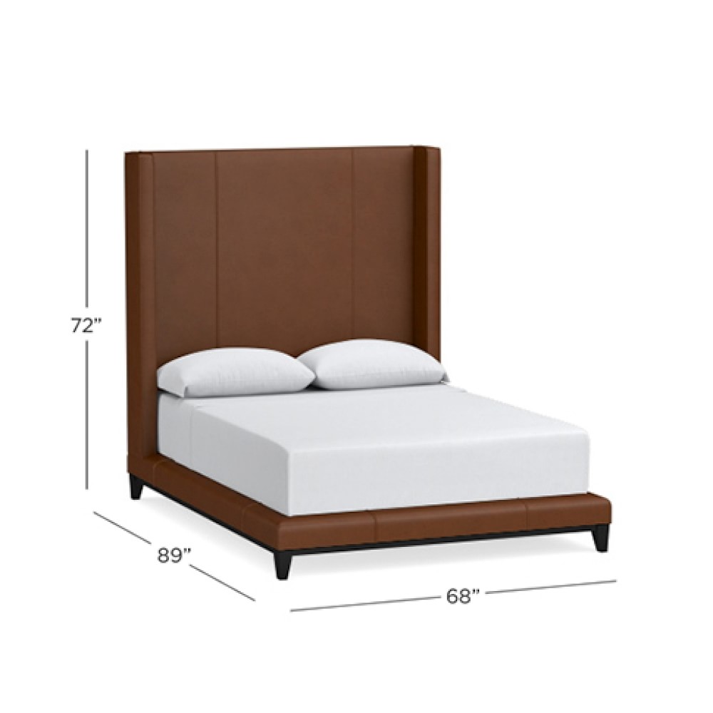 Presidio Extra Tall Box Tufted Leather Bed | Williams Sonoma