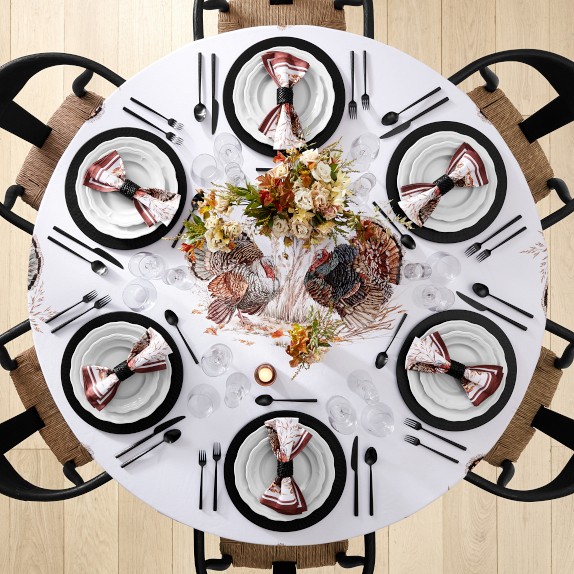 Autumn Plymouth Turkey Round Tablecloth | Williams Sonoma