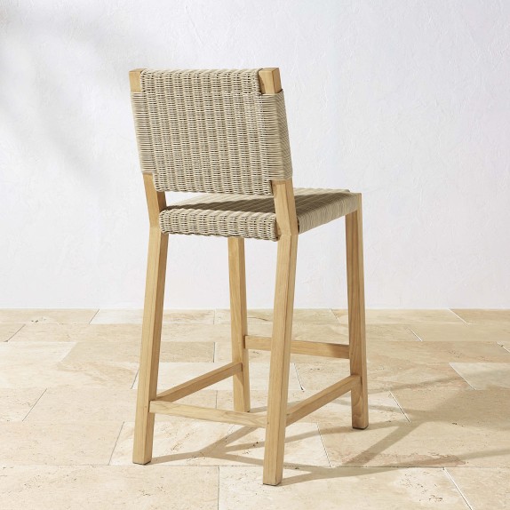 Larnaca Teak x All-Weather Weave Bar Stool | Williams Sonoma